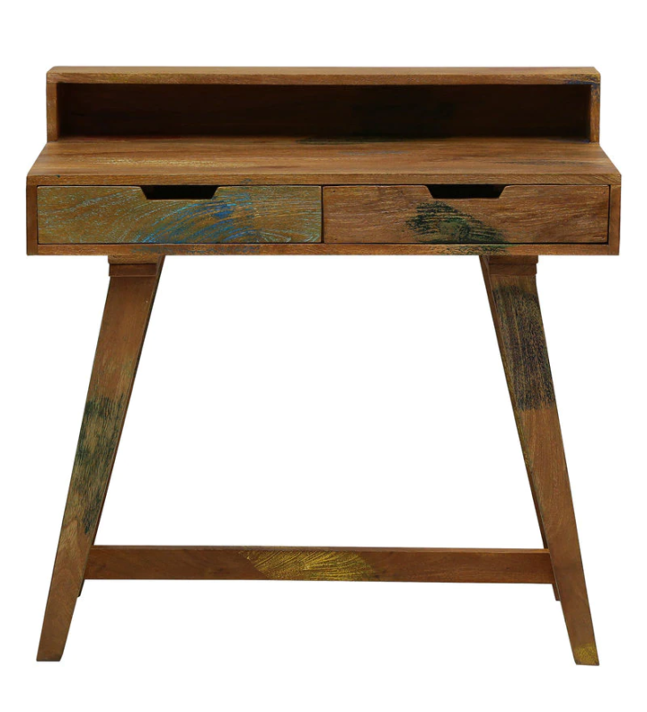 Solid Wood Office Study Table with Drawer Storage (Rustic Finish ...