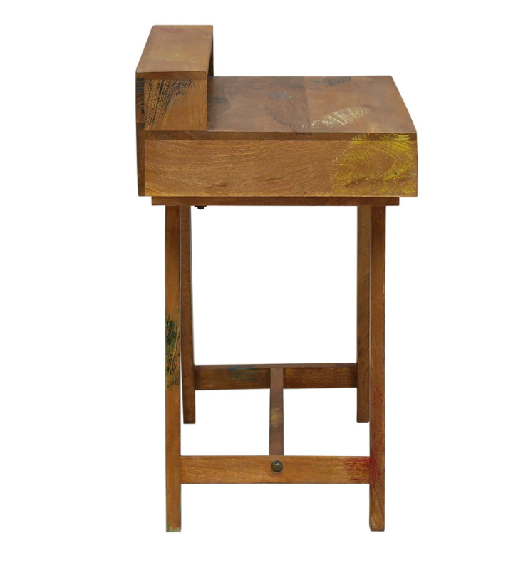 Solid Wood Office Study Table with Drawer Storage (Rustic Finish ...